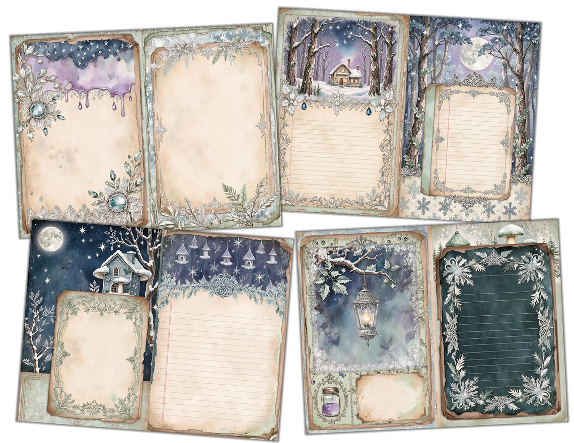 Enchanted Winter Journaling Junk Journal Kit, 20 Pages, Magical Winter ...