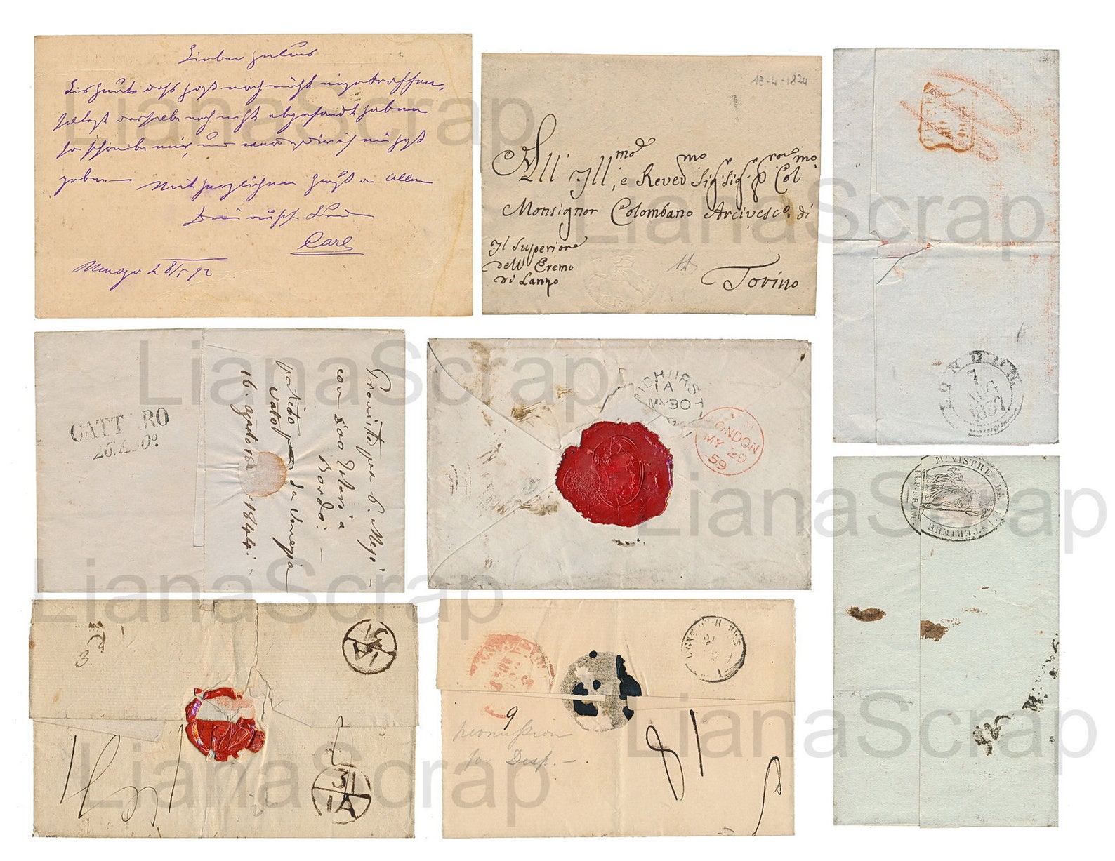 Vintage Ephemera Printables Digital Post Cards Envelopes and | Etsy