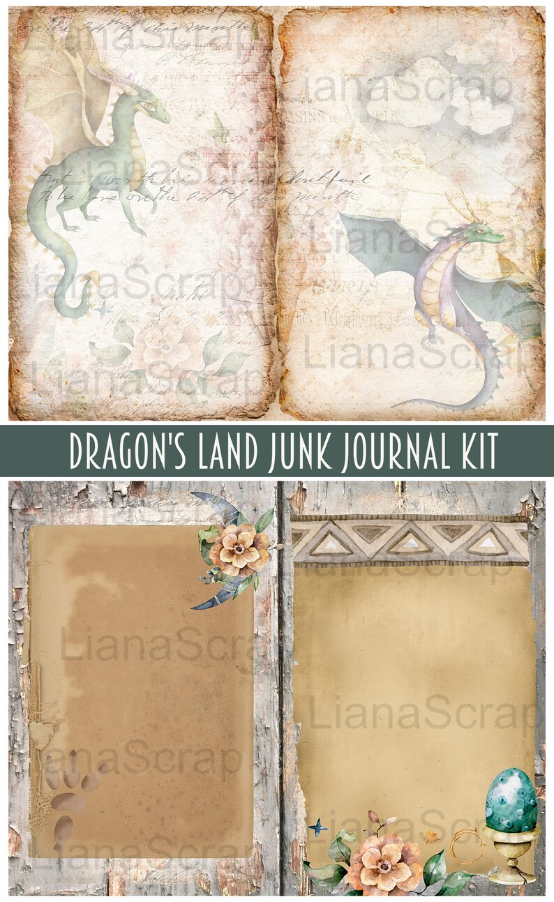 Dragons Land Junk Journal Digital Kit Printable Dragon - Etsy