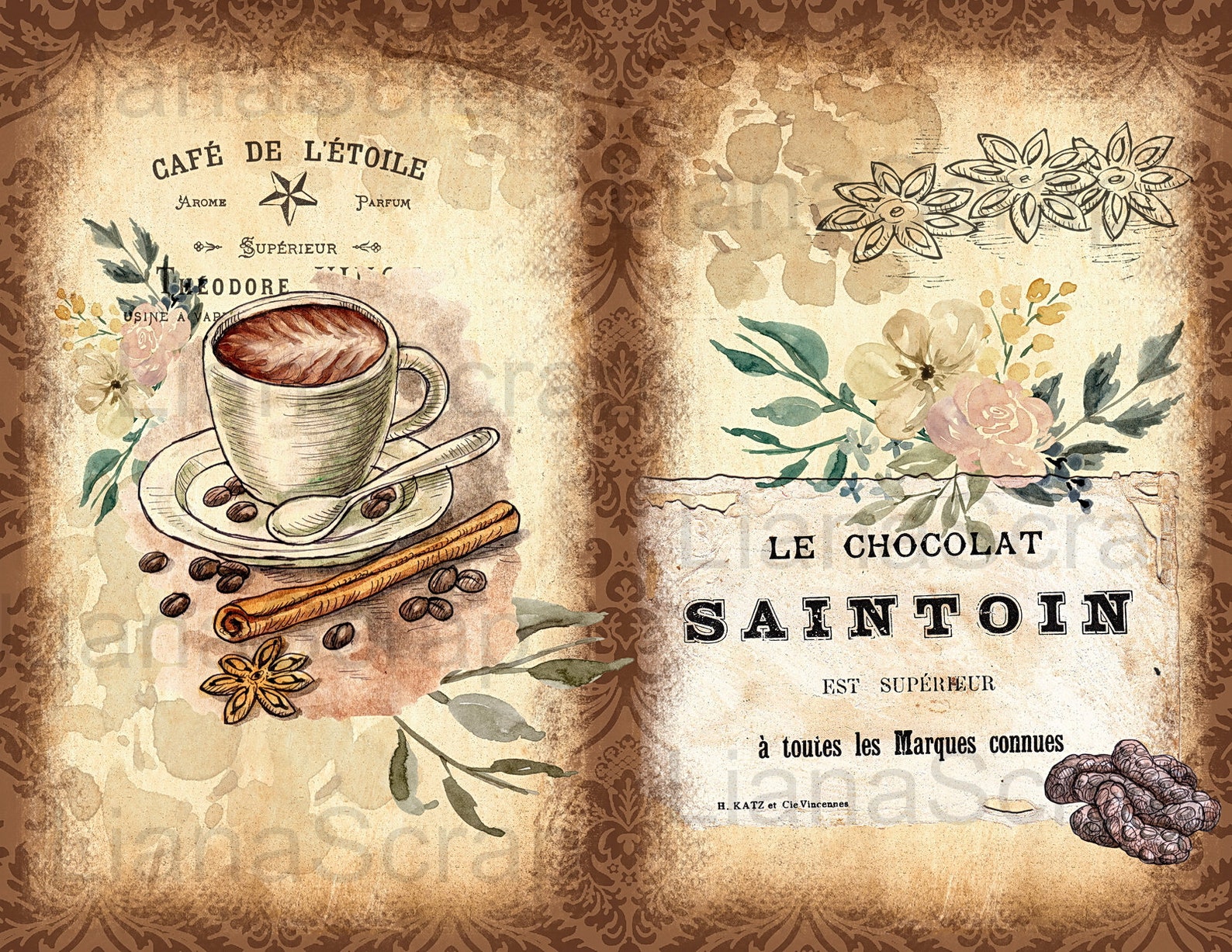 Chocolate and Coffee Junk Journal Digital Kit, Coffee Printable Journal ...