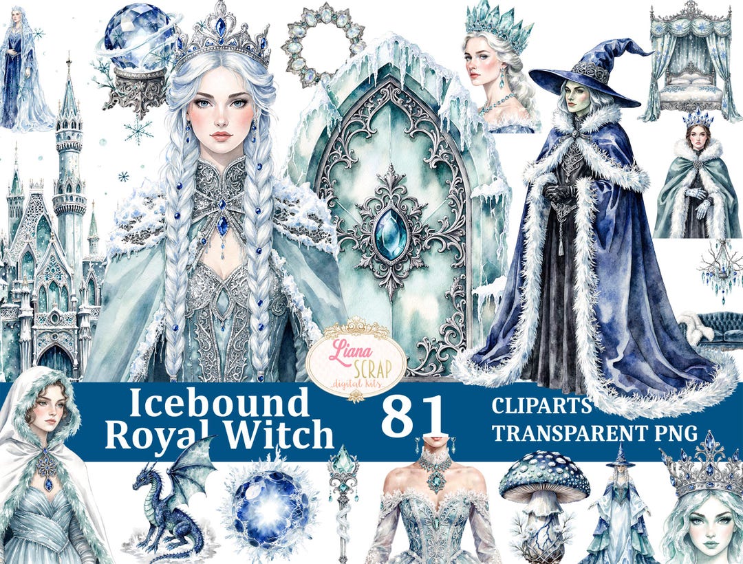 Royal Witch Clipart Set – 81 Winter Fantasy PNG Designs - Etsy