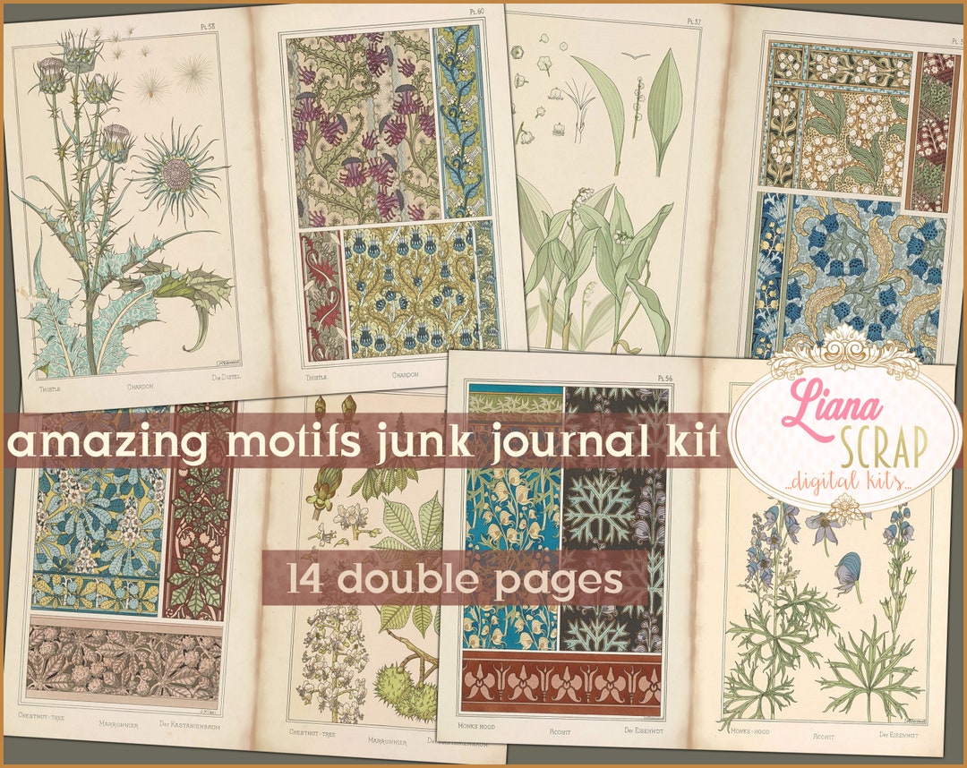 Vintage Floral Junk Journal Kit, Printable Collage Paper (digital ...