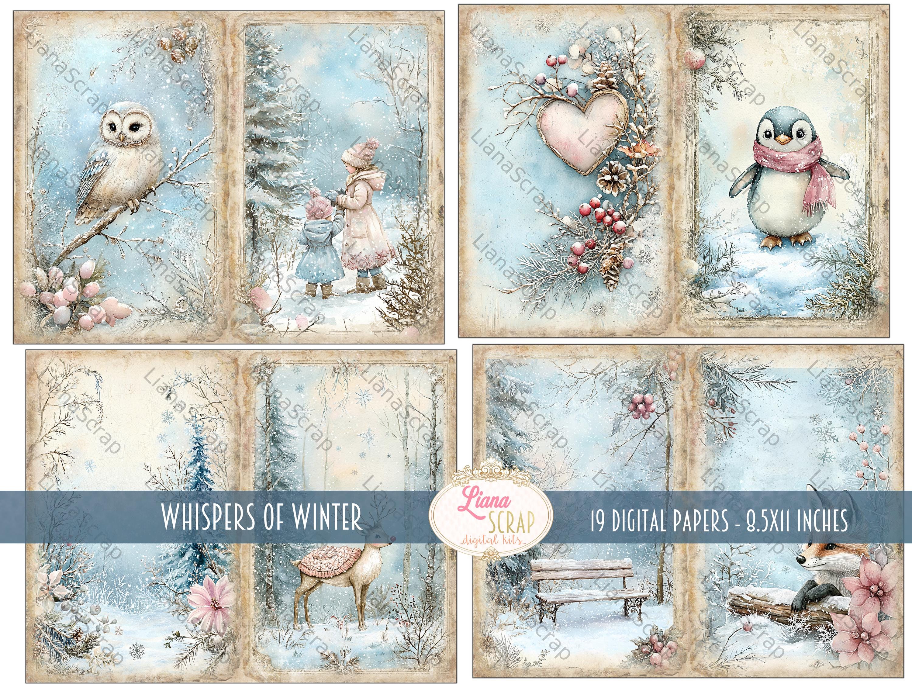 Whispers of Winter Junk Journal Paper, Magical Winter Junk Journal ...