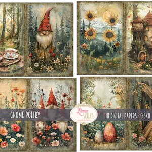 Gnome Poetry Junk Journal Digital Kit Printable, Fairytale Printable ...