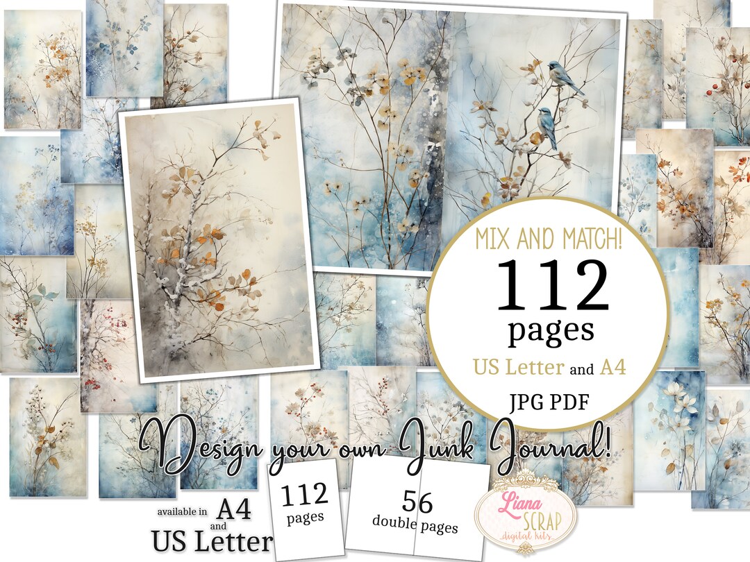Junk Journal - Winter Frost - US Letter and A4 Size, Mix and Match ...