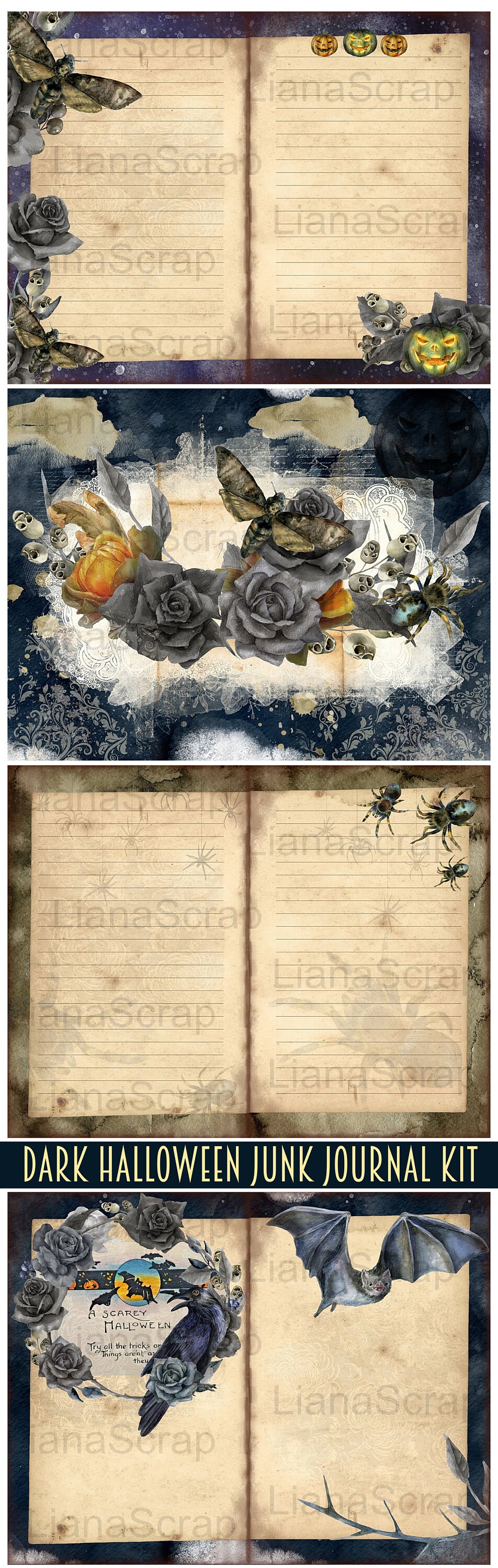 Dark Halloween Junk Journal Digital Kit Printable Halloween - Etsy UK