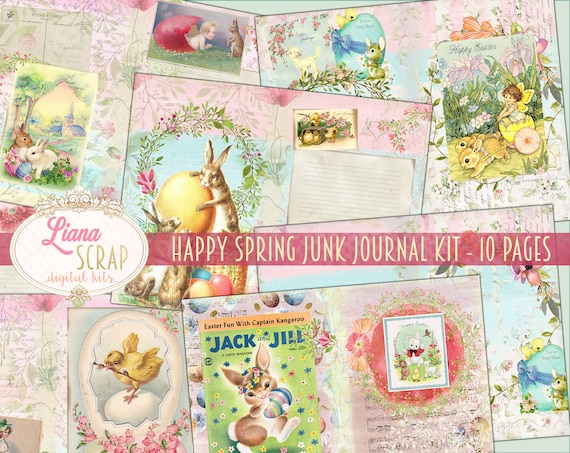 Happy Spring Digital Junk Journal Kit Easter Collage Sheets - Etsy