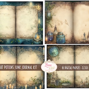 Basic Night Potions Digital Paper for Junk Journals, Old Paper Digital ...