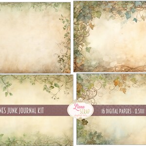 Green Vines Background, Digital Junk Journal, Vines Collage Printable ...