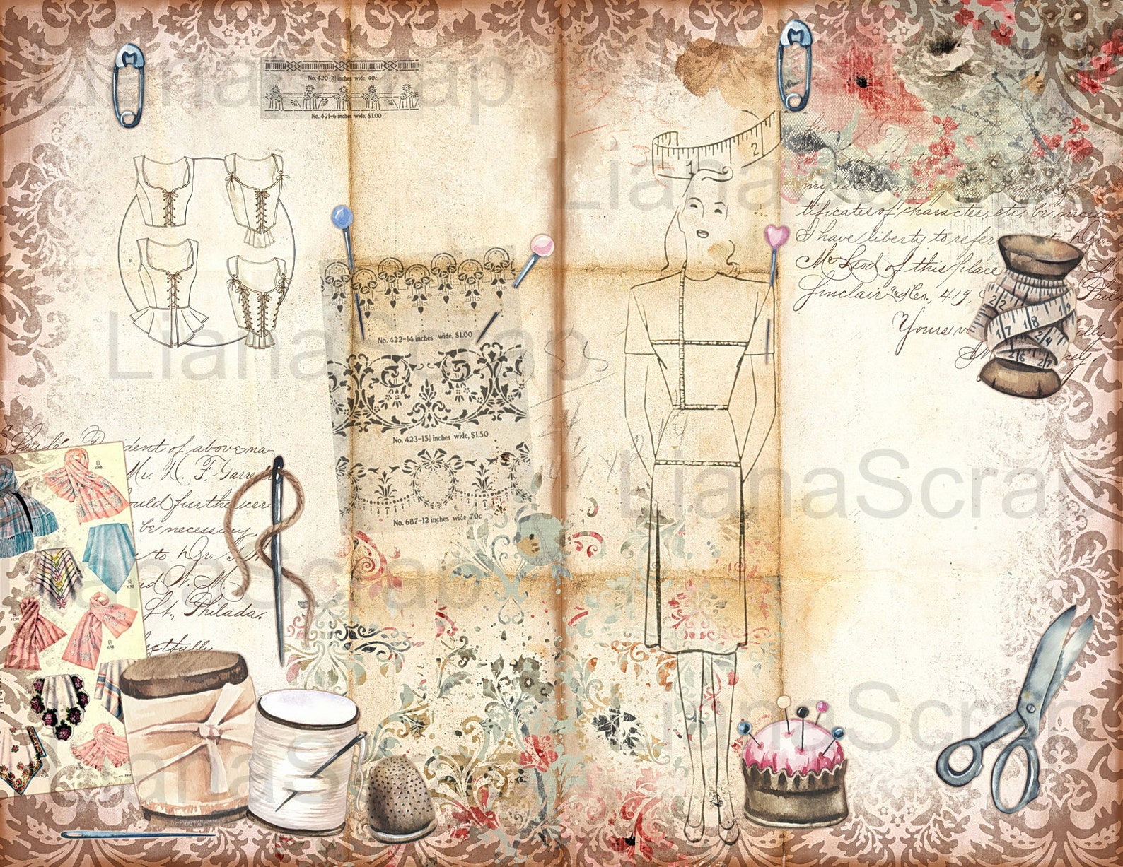 Vintage Sewing Junk Journal Digital Kit Sewing Themed - Etsy