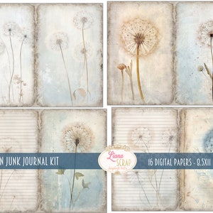 Dandelion Junk Journal, Digital Paper, Printable, Flower Journal ...