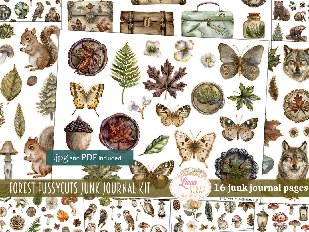 Junk Journal Ephemera, Forest Fussy Cuts Printable, Digital Download ...