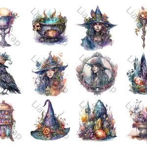 Faery Witch Clipart PNG Set, 24 Witch Clipart, Commercial Use Clip Art ...