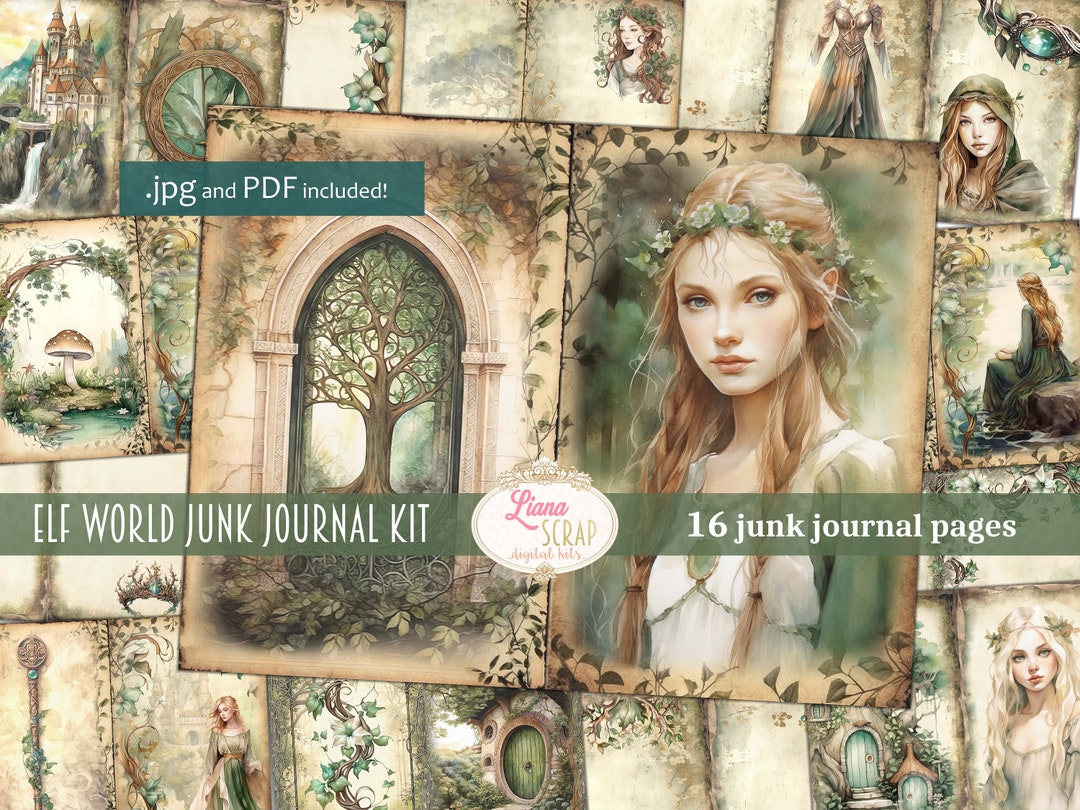 Elf World Digital Junk Journal Kit, Fantasy Elf Forest Collage ...