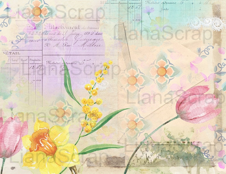 Spring Collage Junk Journal Digital Kit Printable Floral - Etsy