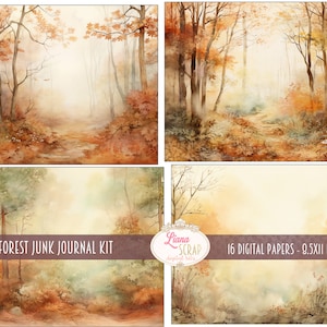 Autumn Forest Digital Junk Journal Background, Fairy Forest Collage ...