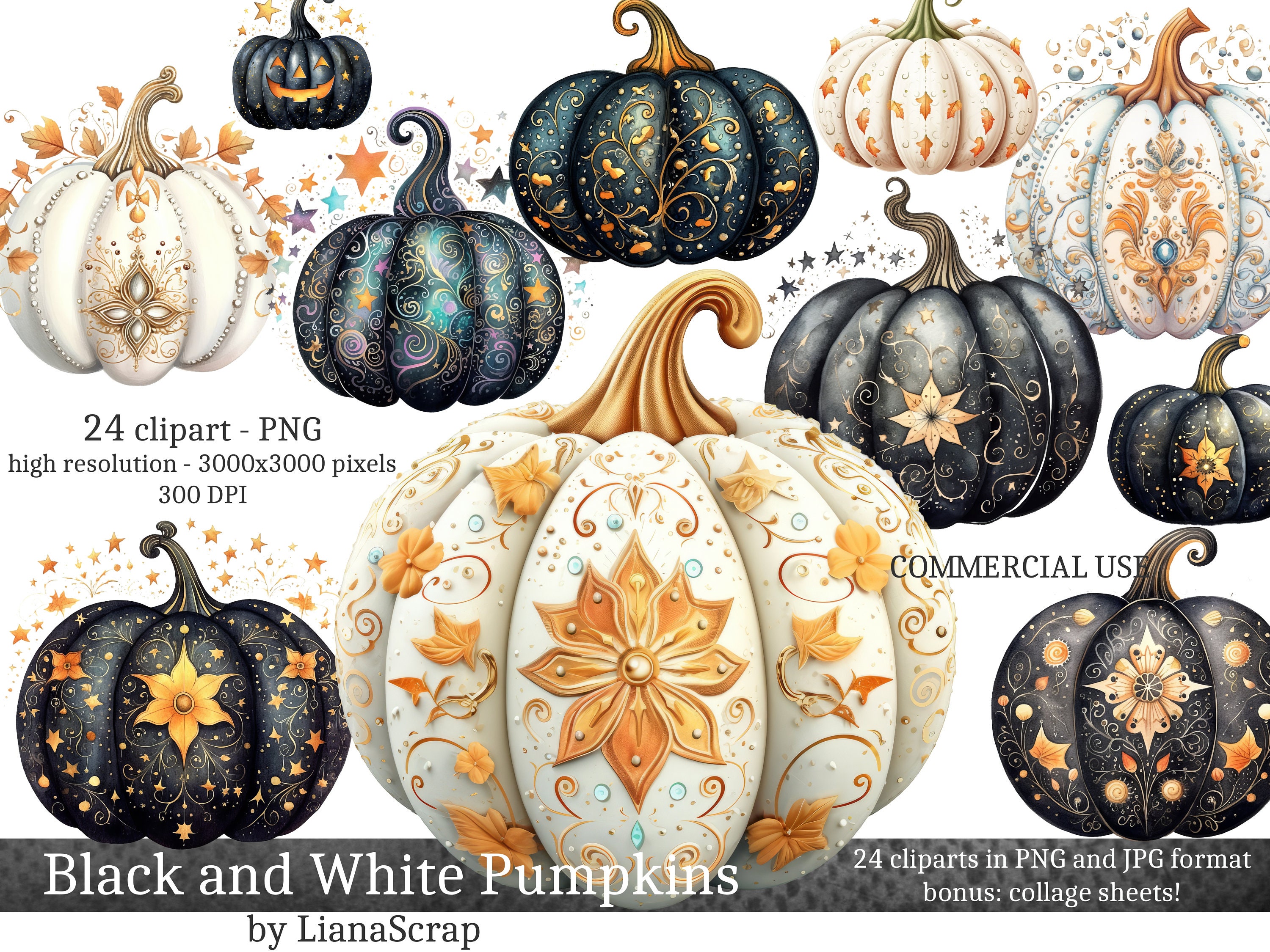 Black And White Pumpkin Clipart