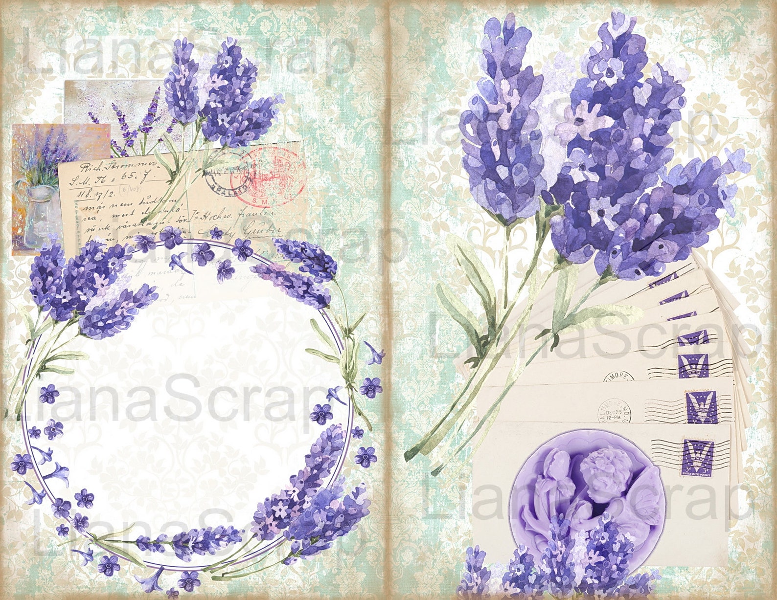 Lavender Fields Junk Journal Digital Kit Printable Lavender | Etsy