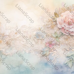 Soft Blue Lace Digital Junk Journal Background, Vintage Applique ...