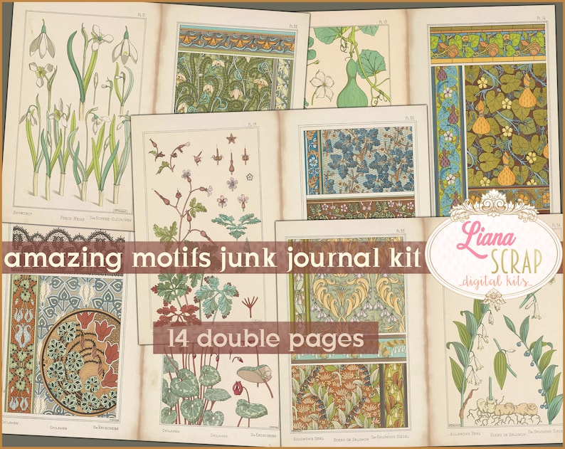 Vintage Floral Junk Journal Kit, Printable Collage Paper (digital ...