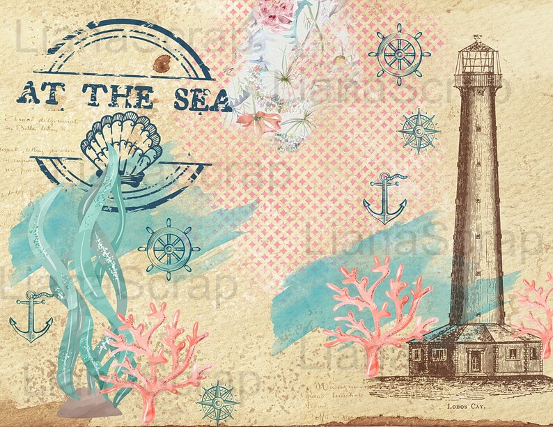 Coral and Shells Junk Journal Kit Sea Printables Nautical | Etsy
