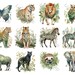 Decorated Jungle Clipart PNG Set, 24 Animal Clipart, Commercial Use ...
