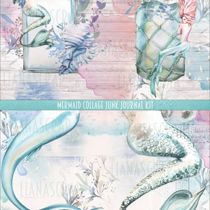 Mermaid Collage Junk Journal Kit, Mermaids and Sea Life Printables ...
