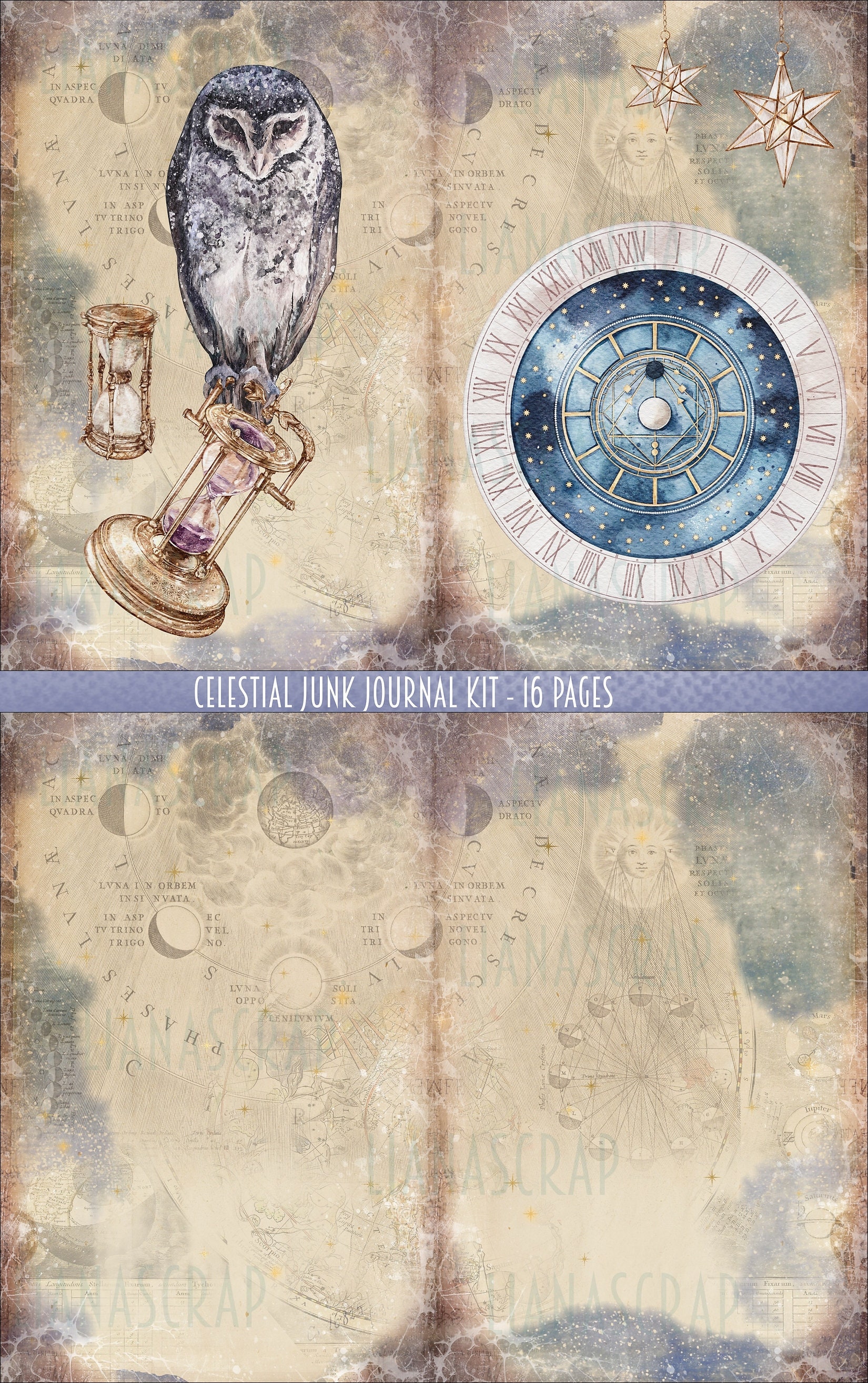 Celestial Junk Journal Kit, Astronomy Collage Sheets (digital Download ...