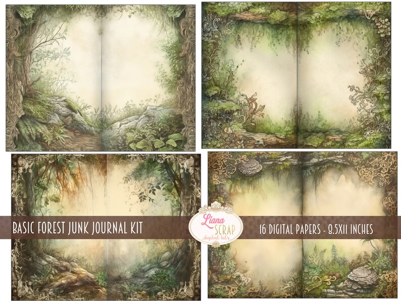Forest Junk Journal Kit, Botanical Theme, 16 Pages (digital Download ...