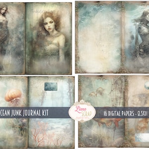 Cursed Ocean Digital Junk Journal Kit, Haunted Underwater Collage ...