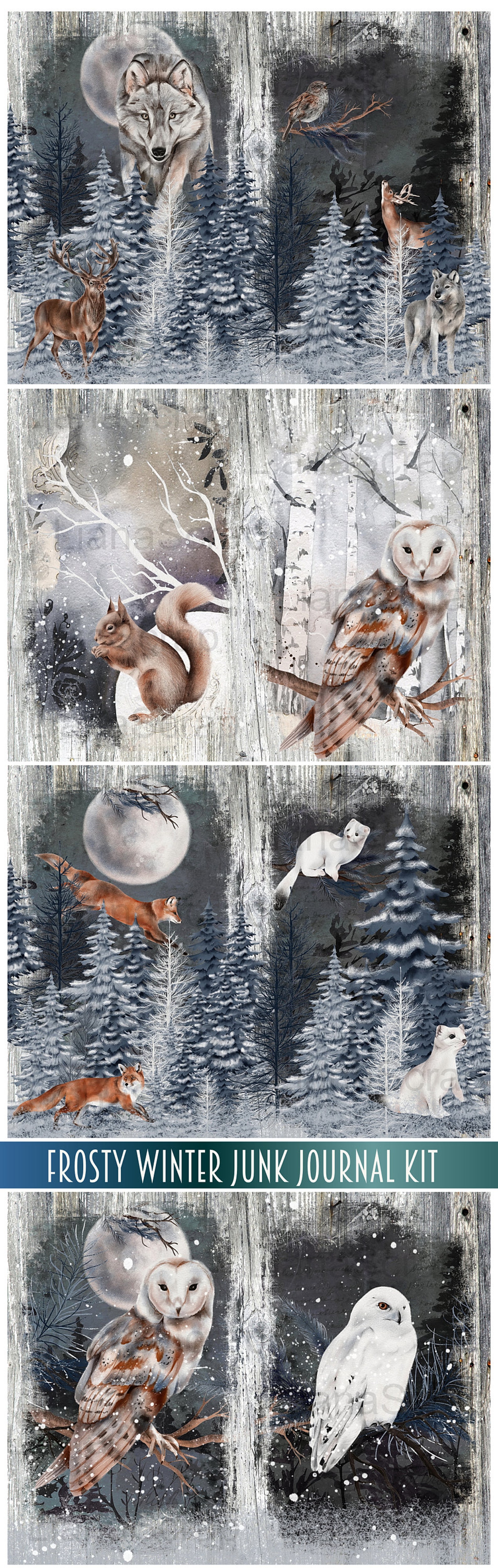 Frosty Winter Junk Journal Kit Winter Collage Printables - Etsy