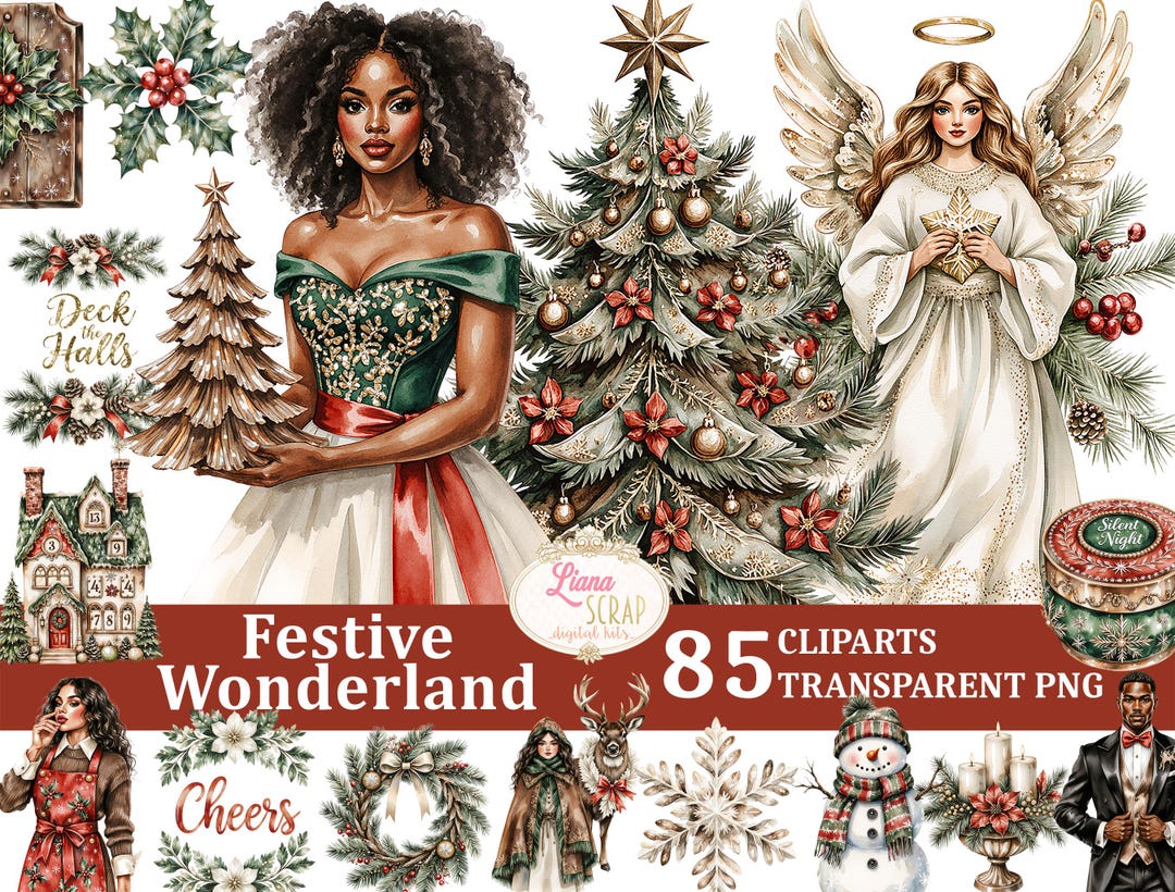 Festive Wonderland 85 Clipart Set - Christmas Graphics, PNG, Digital ...
