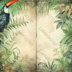 Basic Tropical Digital Paper for Junk Journals, Journal Paper With ...