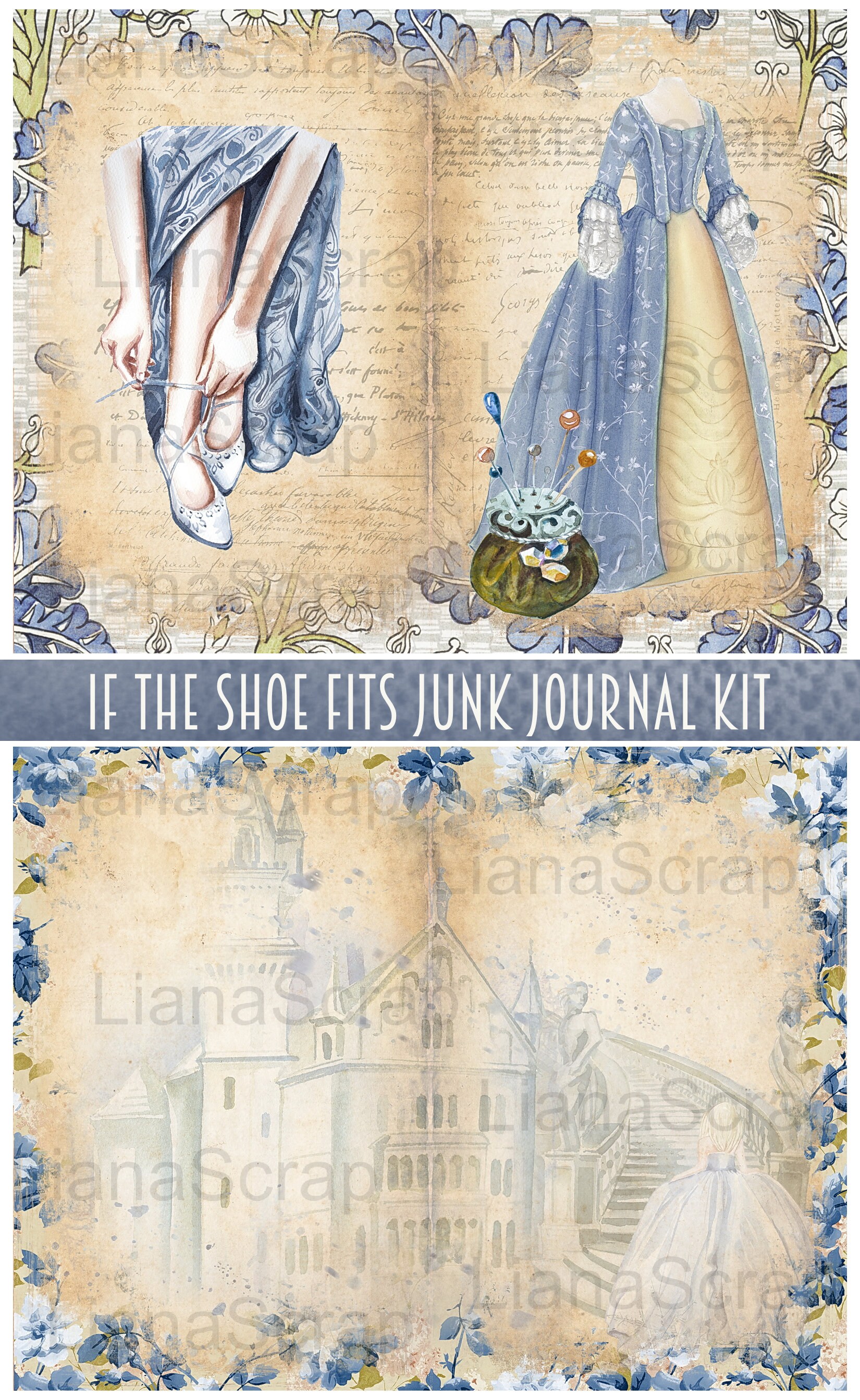If the Shoe Fits Junk Journal Digital Kit Printable, Princess Digital ...