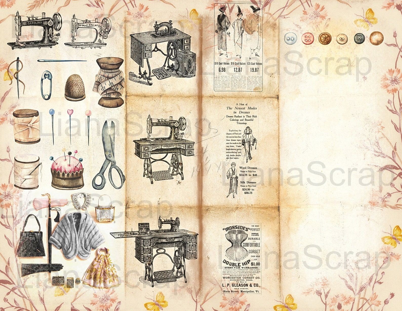 Vintage Sewing Junk Journal Digital Kit Sewing Themed | Etsy