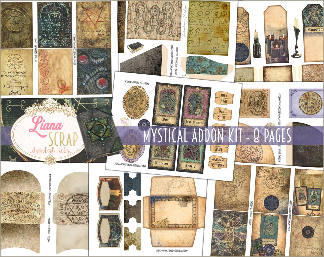 Mystical Junk Journal ADDON Kit Printable, Magic and Witch Collage ...