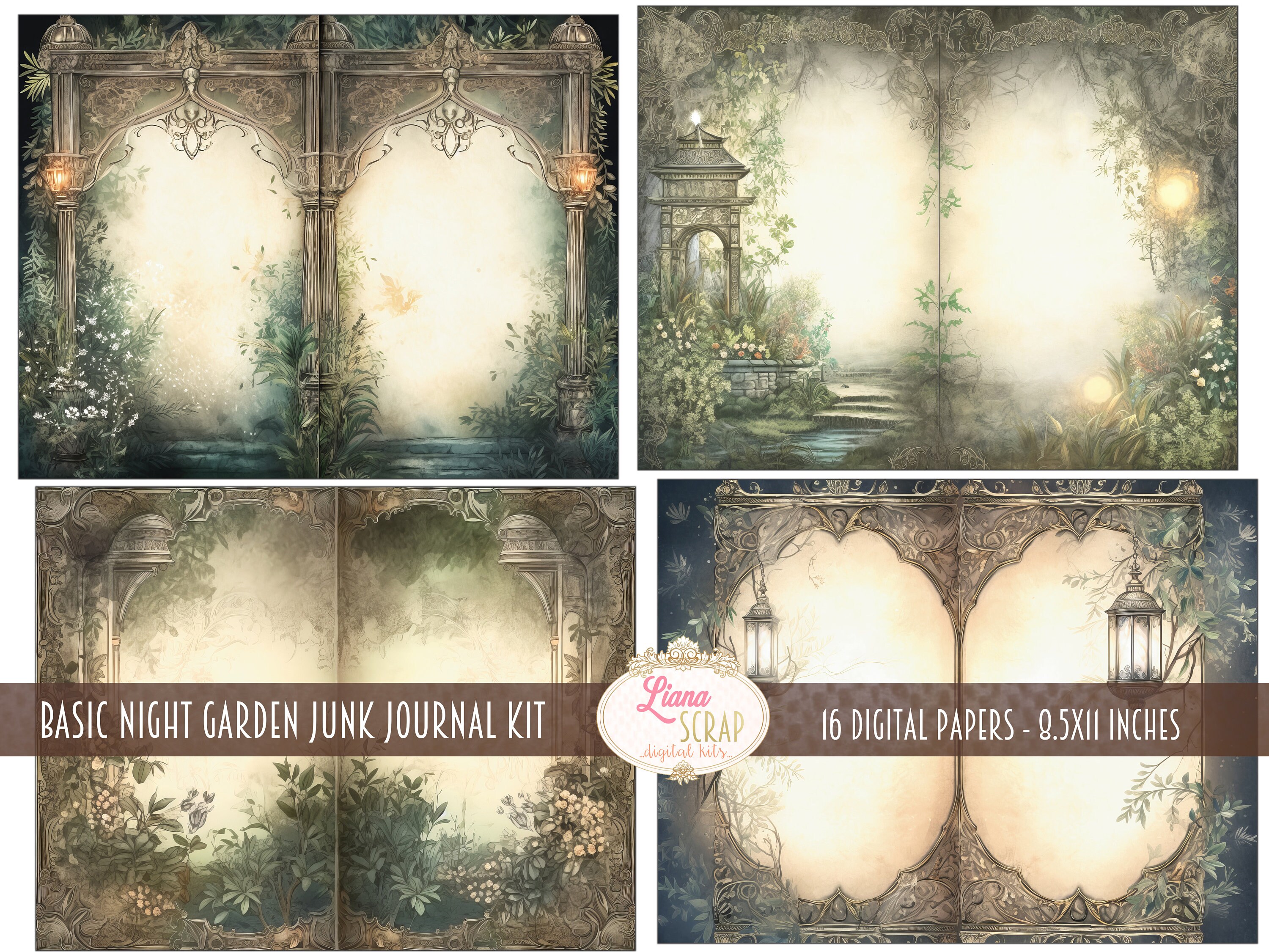 Basic Night Garden Digital Paper for Junk Journals Old Paper - Etsy
