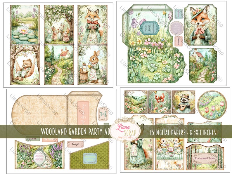 Woodland Garden Junk Journal ADDON Kit, Tea Party Ephemera (PDF) - Etsy