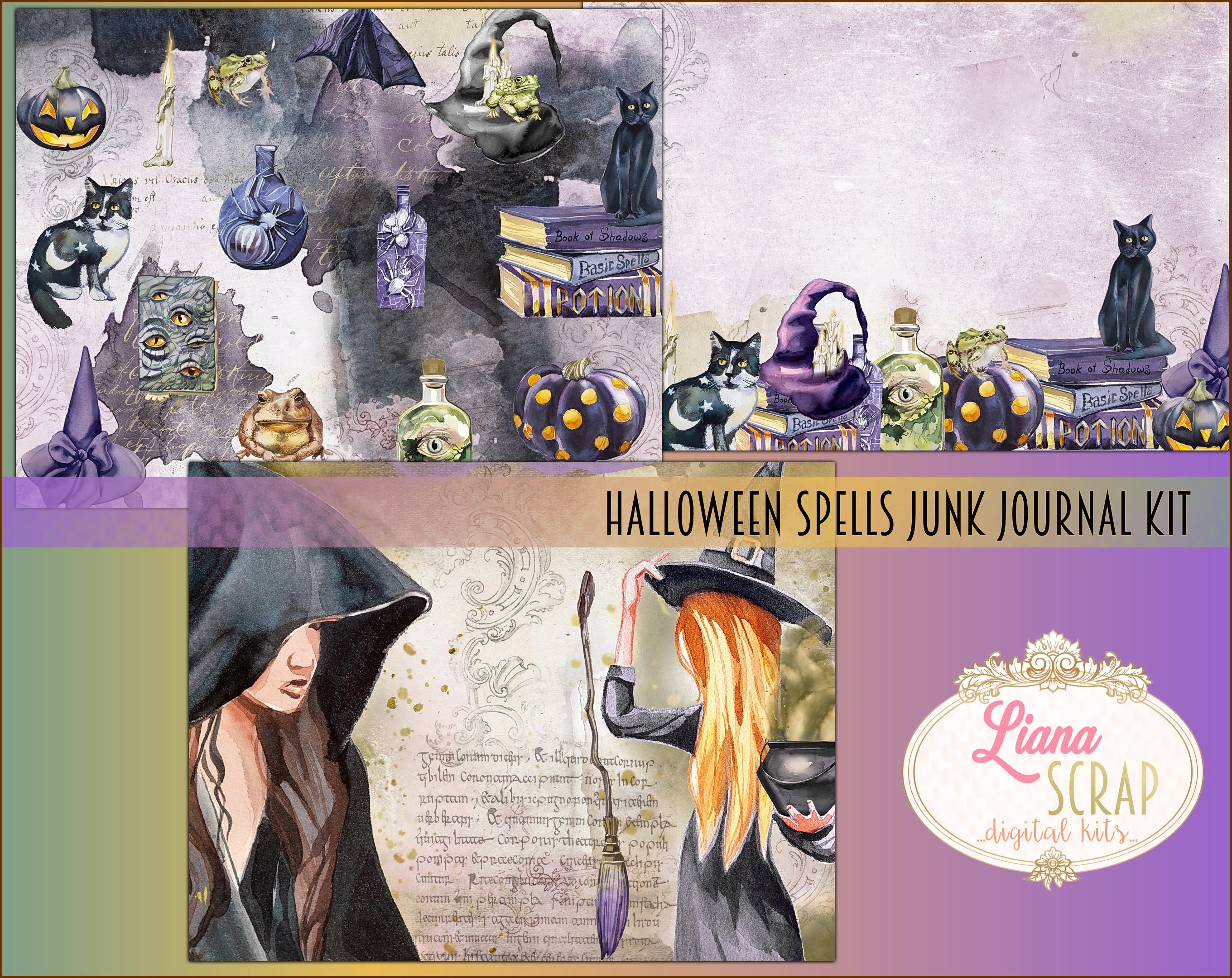 Halloween Spells Digital Kit Printable Magic and Witches - Etsy