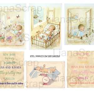 Baby Ephemera Printables, Vintage Baby Illustrations Digital Collage ...