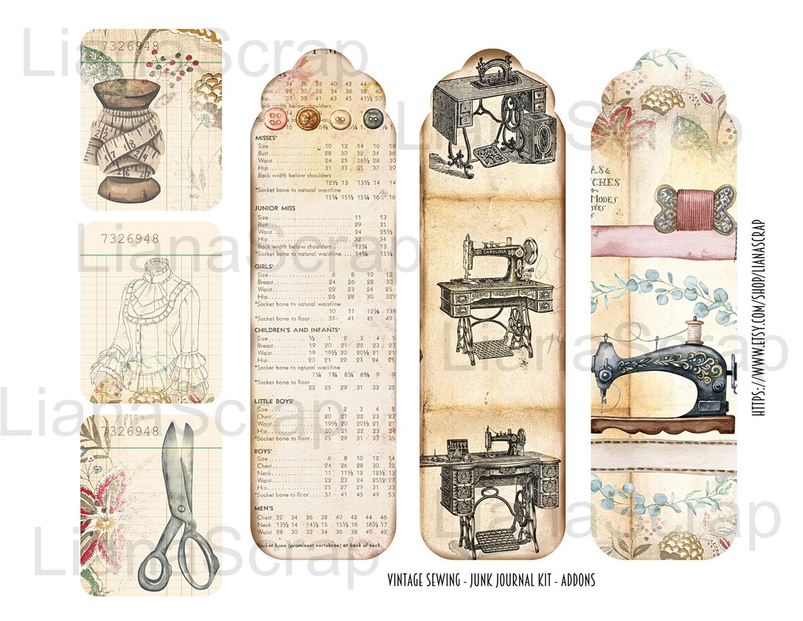 Vintage Sewing Ephemera Printables Sewing Digital Collage - Etsy