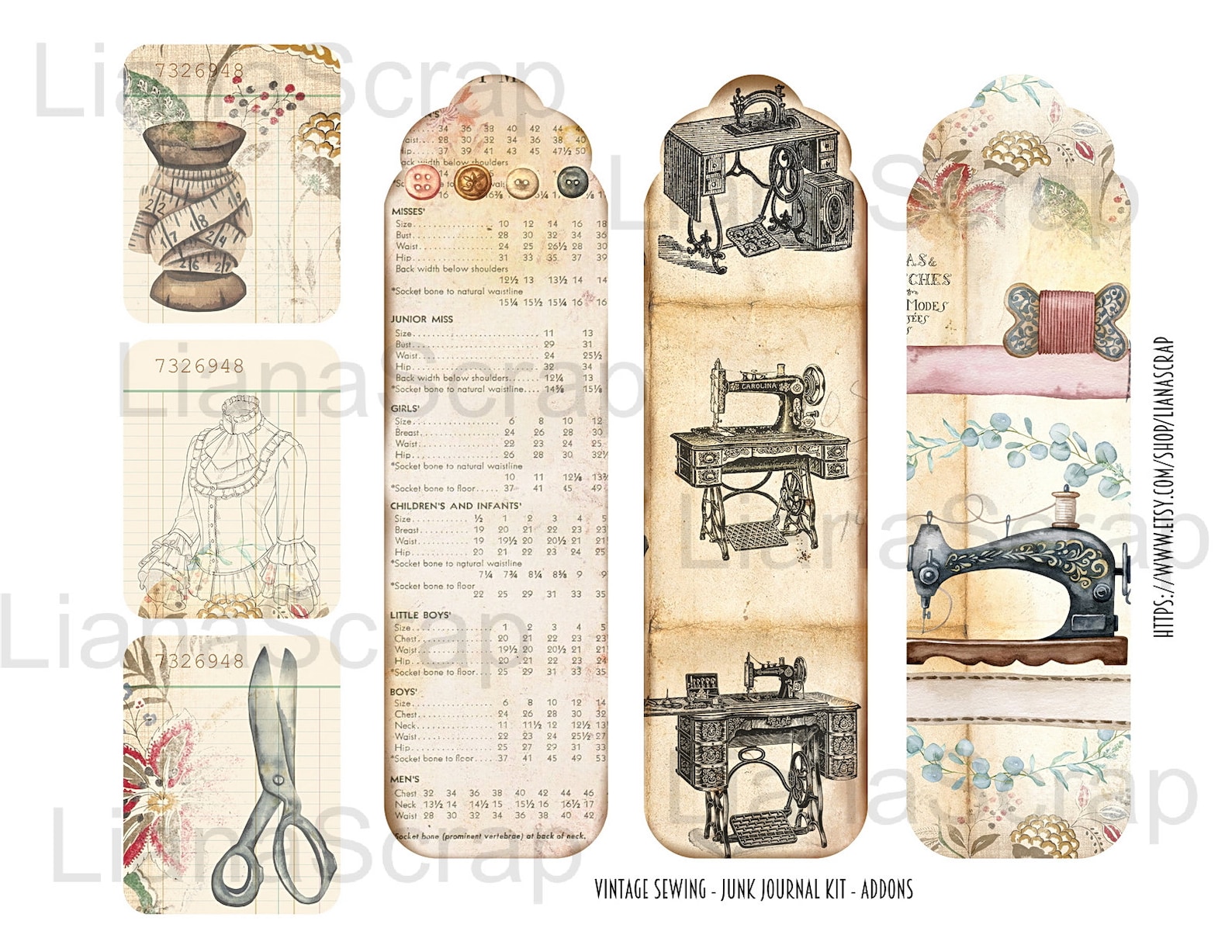 Vintage Sewing Ephemera Printables Sewing Digital Collage - Etsy