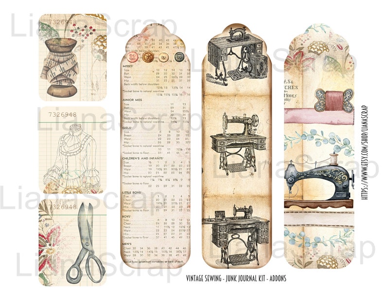 Vintage Sewing Ephemera Printables Sewing Digital Collage - Etsy India