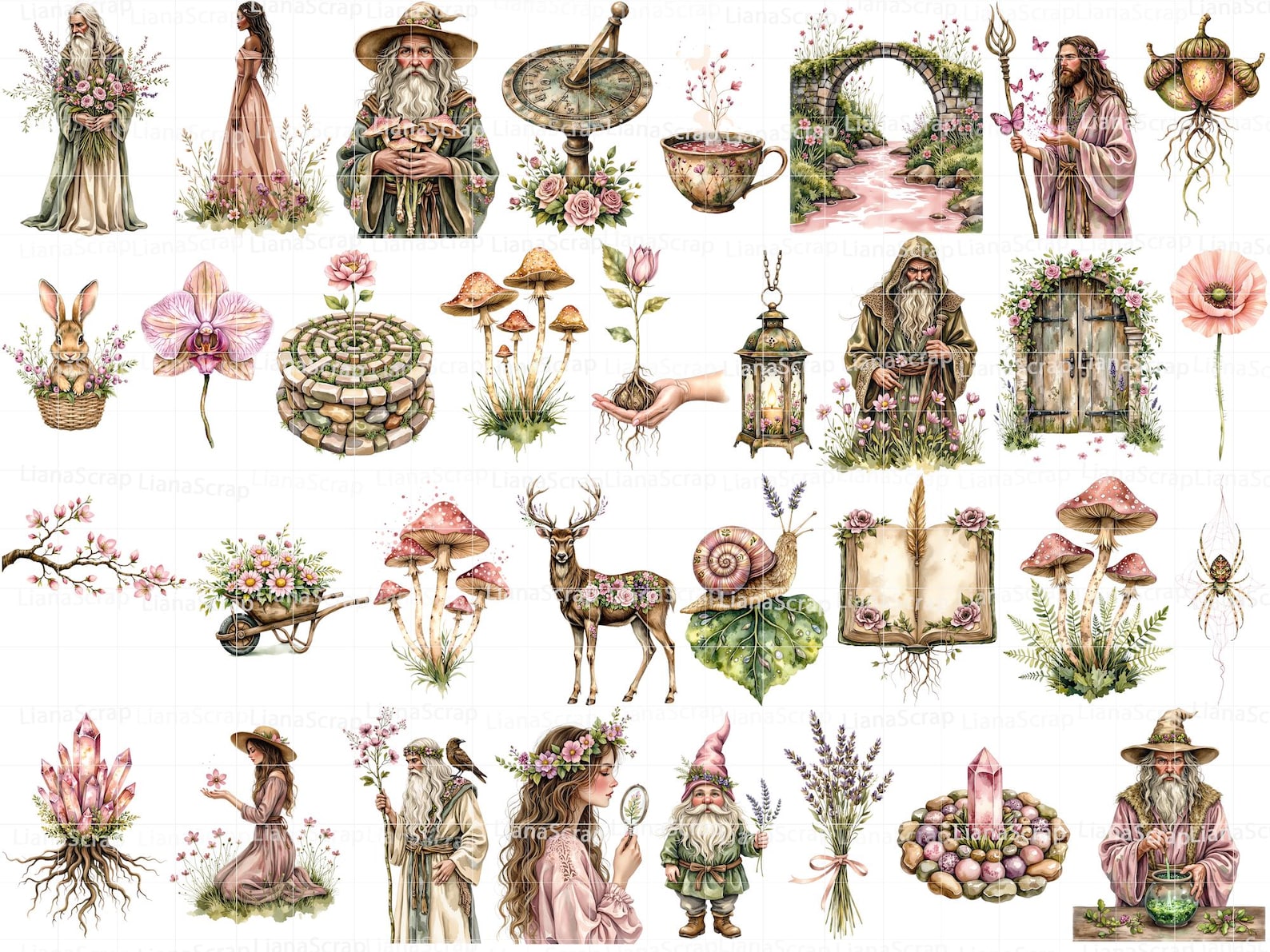 Spellbound Gardens 87 Clipart Set - Witchcore, Cottagecore PNG, Floral ...