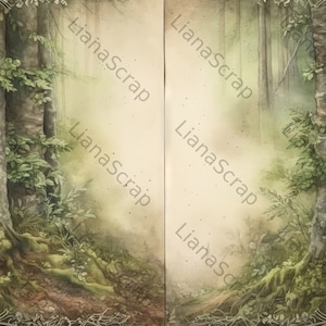 Basic Forest Digital Paper for Junk Journals, Journal Paper With Forest ...