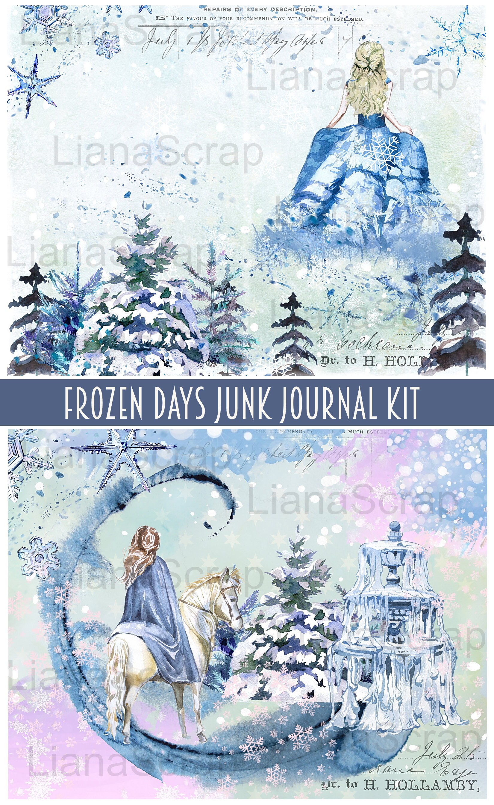 Frozen Days Junk Journal Kit Winter Collage Printables - Etsy
