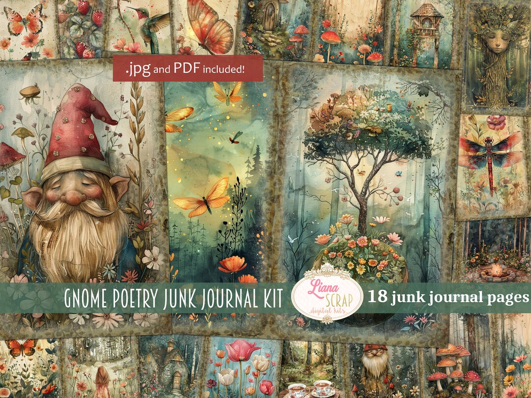 Gnome Poetry Junk Journal Kit, Fairytale Forest (PDF) - Etsy