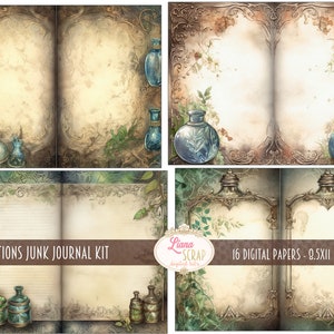 Basic Potions Digital Paper for Junk Journals, Old Paper With Potions ...