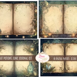 Basic Night Potions Digital Paper for Junk Journals, Old Paper Digital ...
