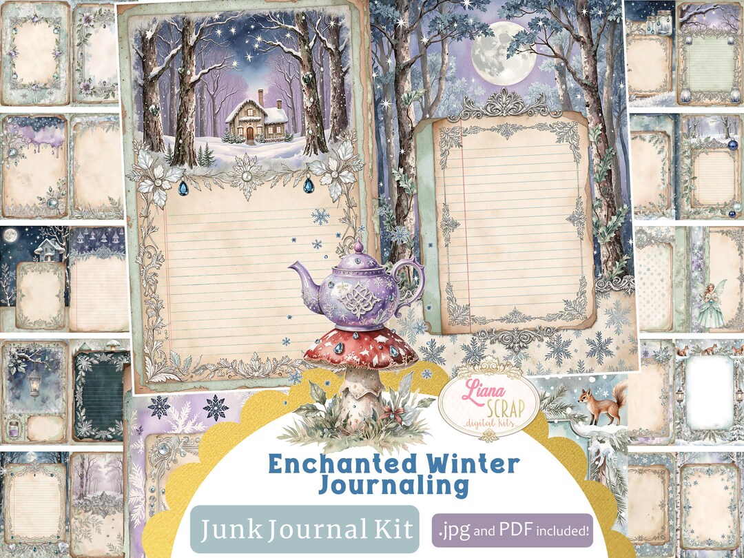 Enchanted Winter Journaling Junk Journal Kit, 20 Pages, Magical Winter ...